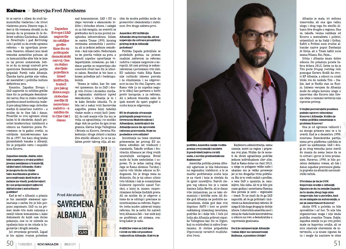 Interview with Novi Magazin - Modern Albania